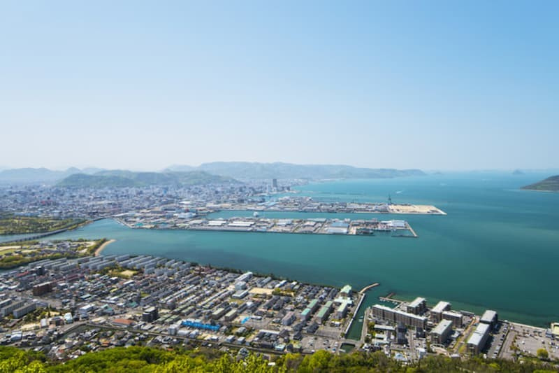 The Seto Inland Sea and Yajima Island, overlooking the Takamatsu city