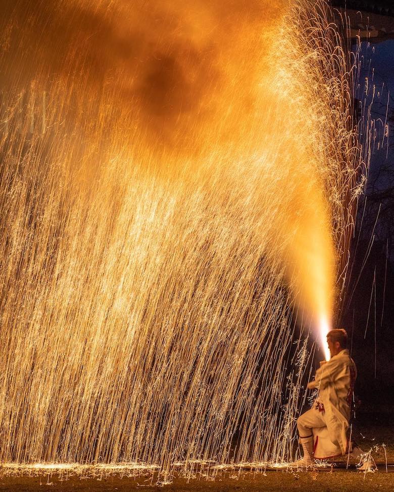 Stunning showers of fire sparkles! Traditional hand-held fireworks of ...