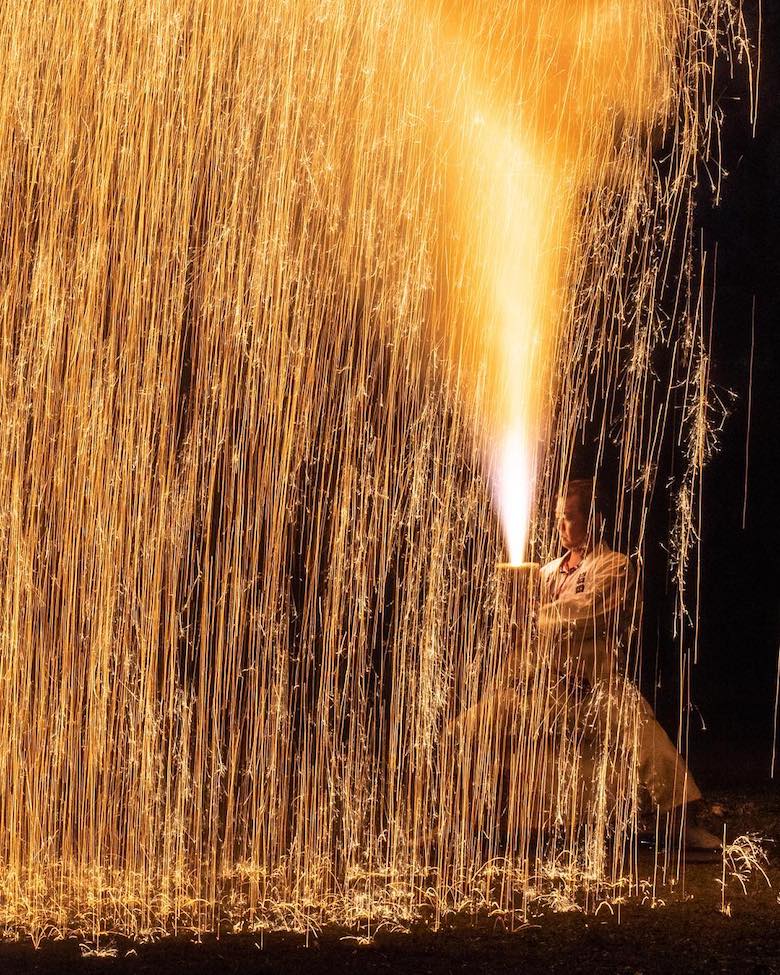 Stunning showers of fire sparkles! Traditional hand-held fireworks of ...