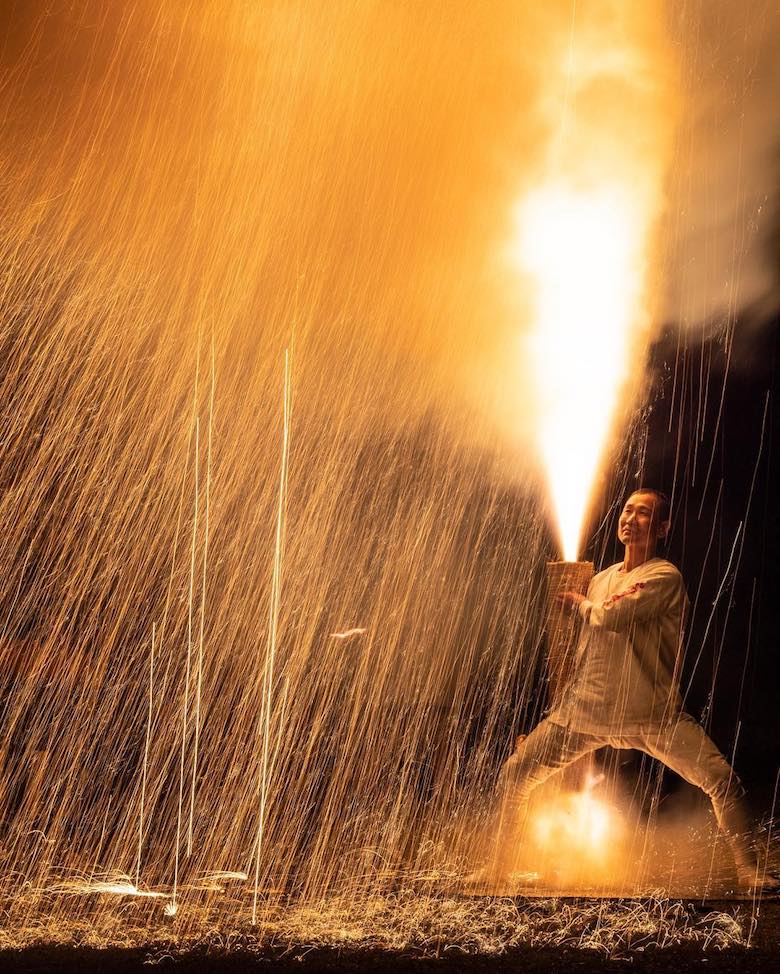 Stunning showers of fire sparkles! Traditional hand-held fireworks of ...