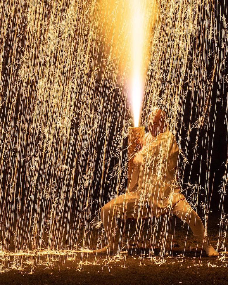 Stunning showers of fire sparkles! Traditional hand-held fireworks of ...