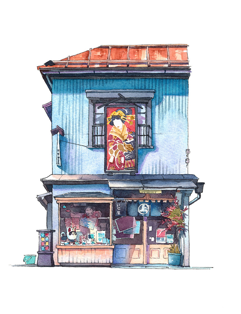 Japanese private shops nostalgically drawn by a Polish illustrator ...