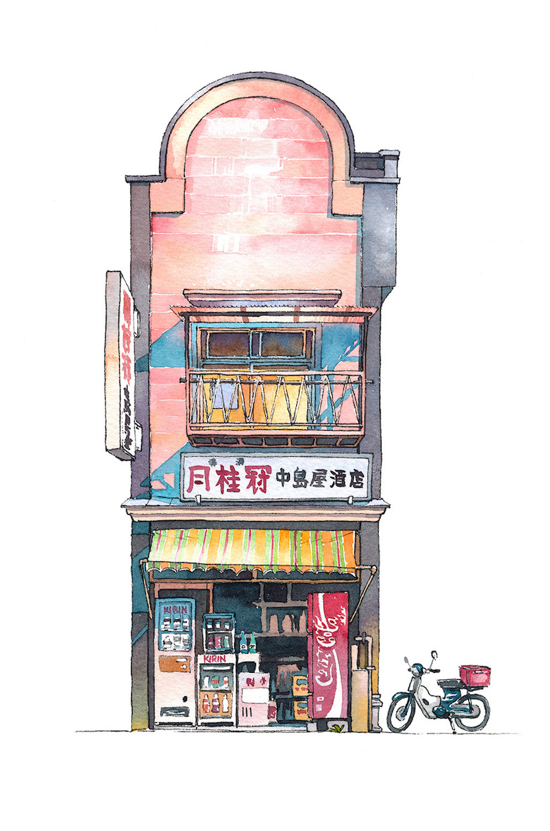 Japanese private shops nostalgically drawn by a Polish illustrator ...